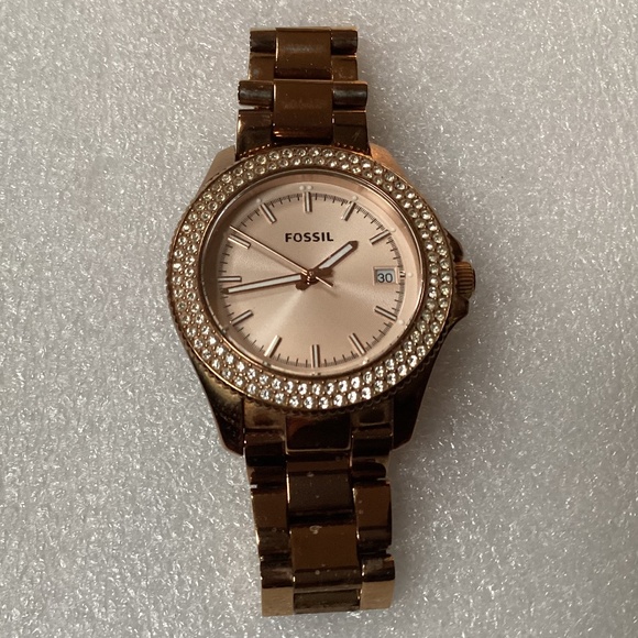 Fossil | Accessories | Fossil Retro Traveller Three Hand Rose Goldtone ...